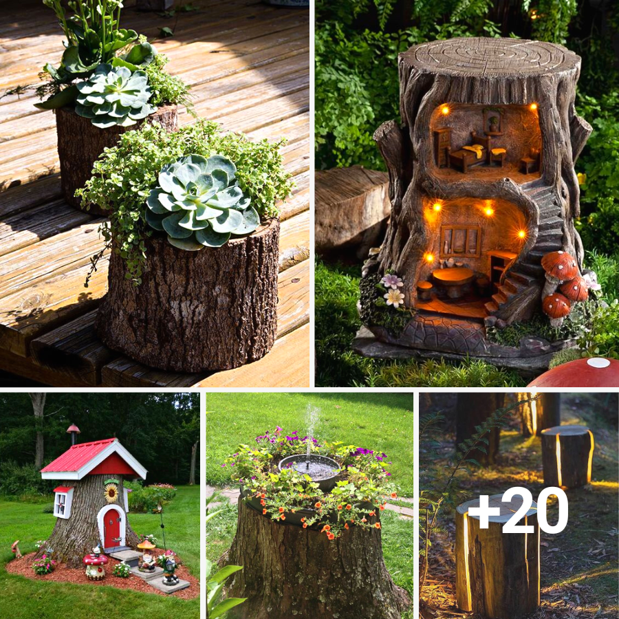 35 Inspiring Tree Stump Garden Decor Ideas - ZUGNEWS